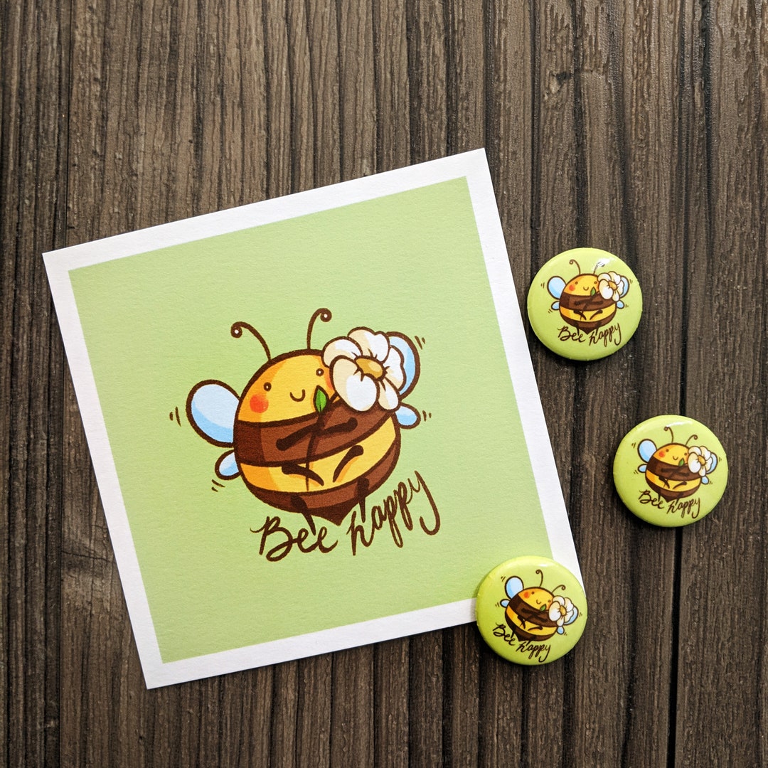 1" Button Pin - "bee Happy" - Etsy
