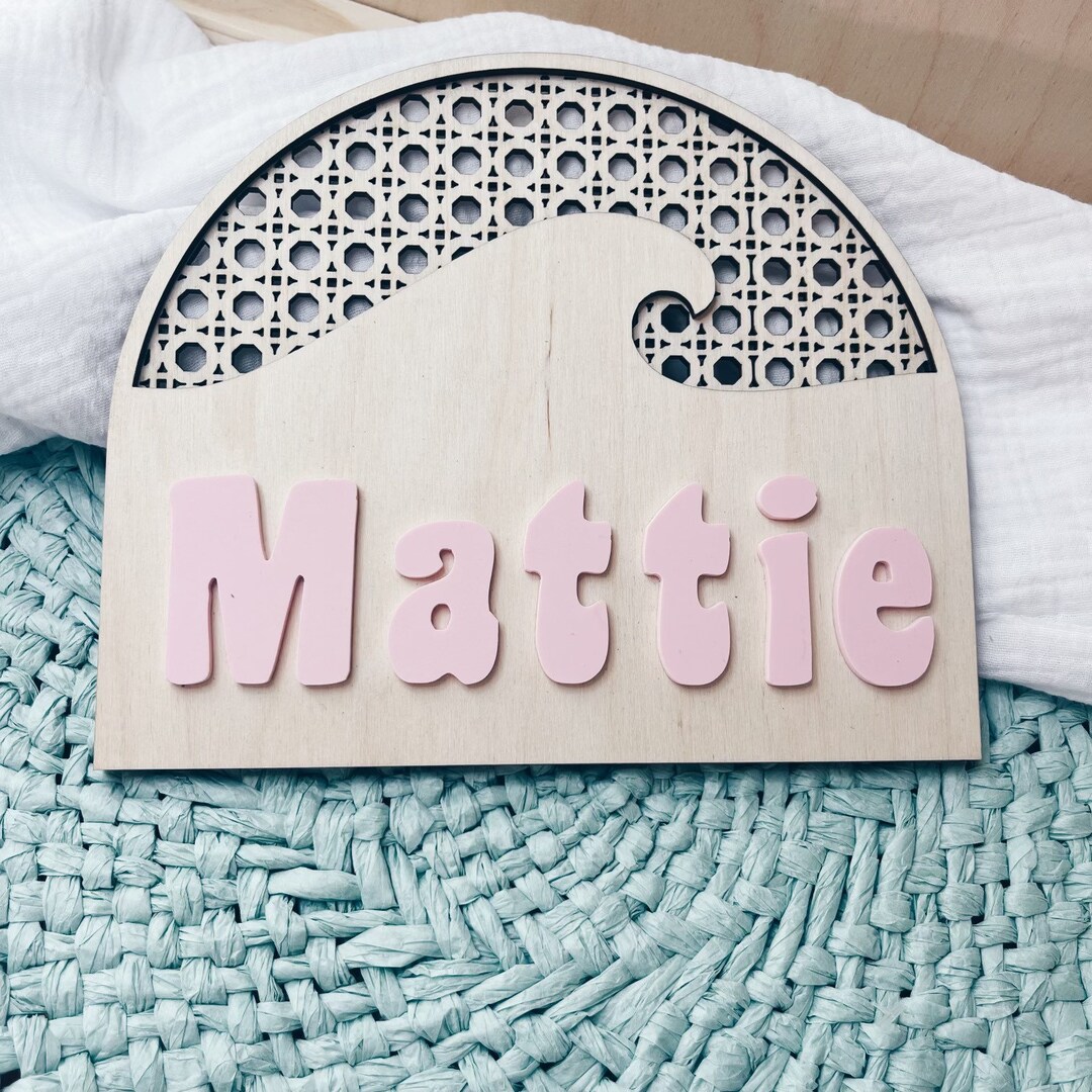 Baby Name Announcement Sign Newborn Wave Sign Boho Baby Reveal Photo ...