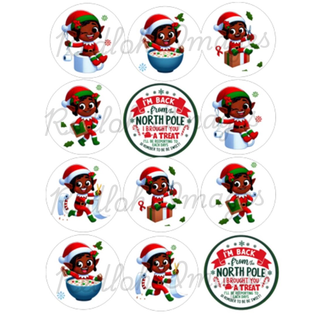Girl Elf With Braids Im Back Treats Elf Image | Pre-cut Edible Images ...