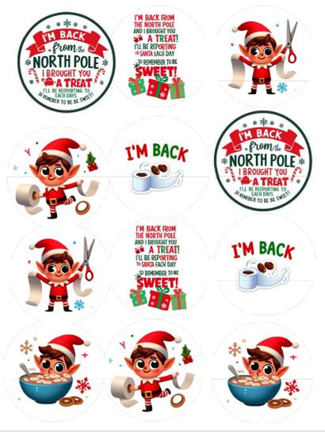 Elf Im Back Treats Elf Image | Pre-cut Edible Images | Multiple Sizes ...