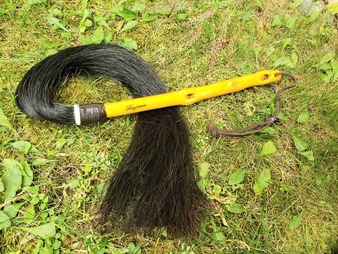 Custom Fly Whisk. Diamond Willow Wooden Handle. Adjustable Leather ...