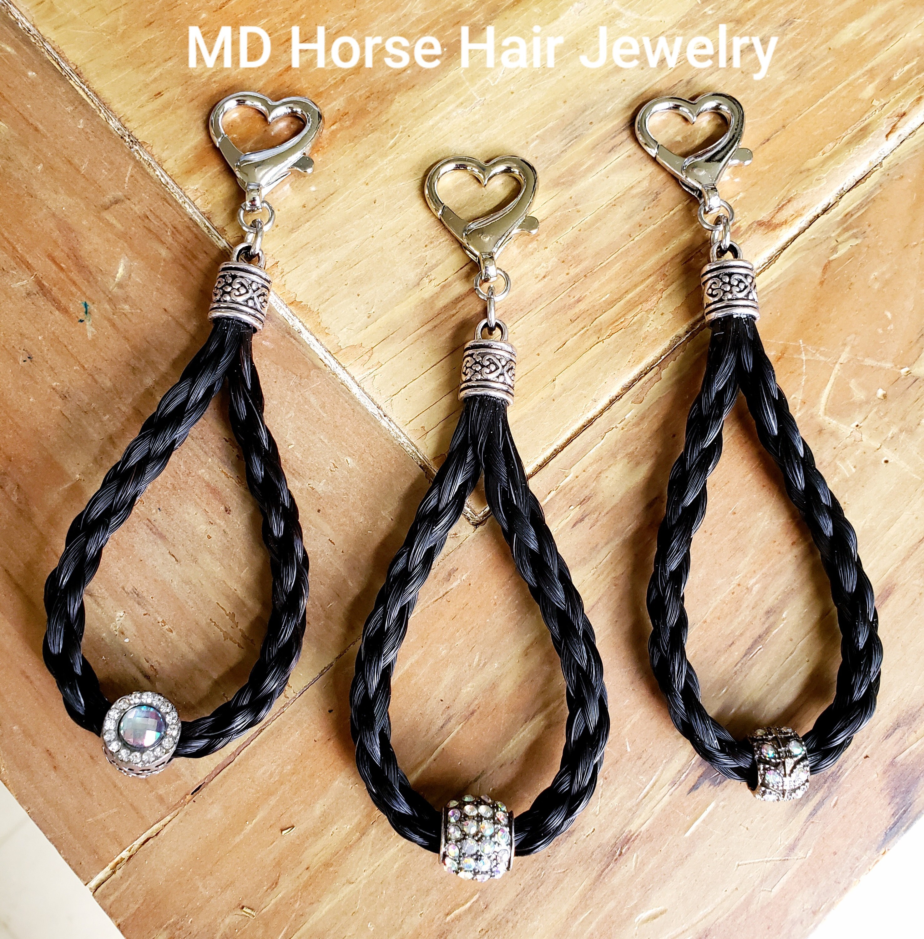 Hand Braided Tear Drop Horse Hair Keychain With Bead and Horseshoe ...