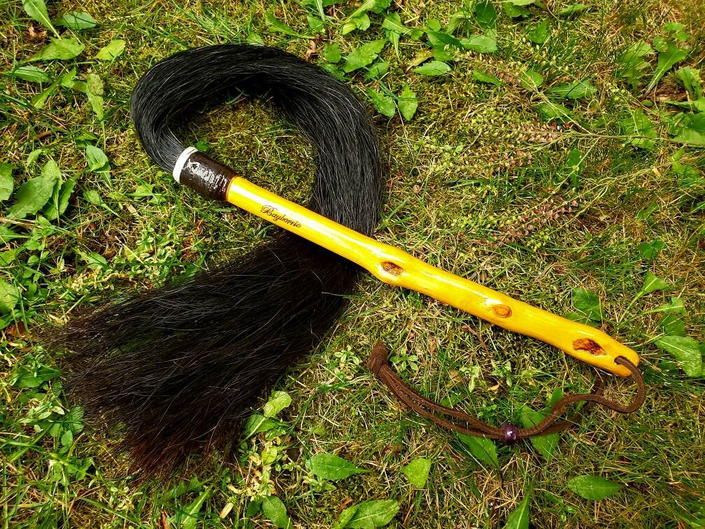 Custom Fly Whisk. Diamond Willow Wooden Handle. Adjustable Leather ...