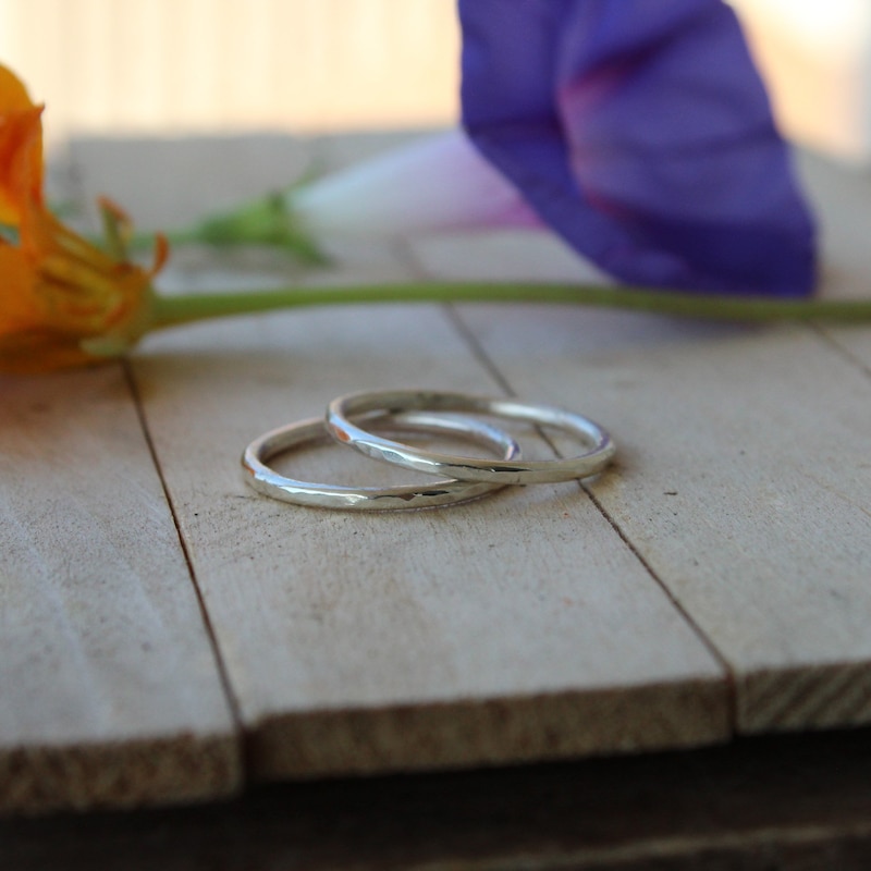 Hammered Silver Ring Narrow - Etsy