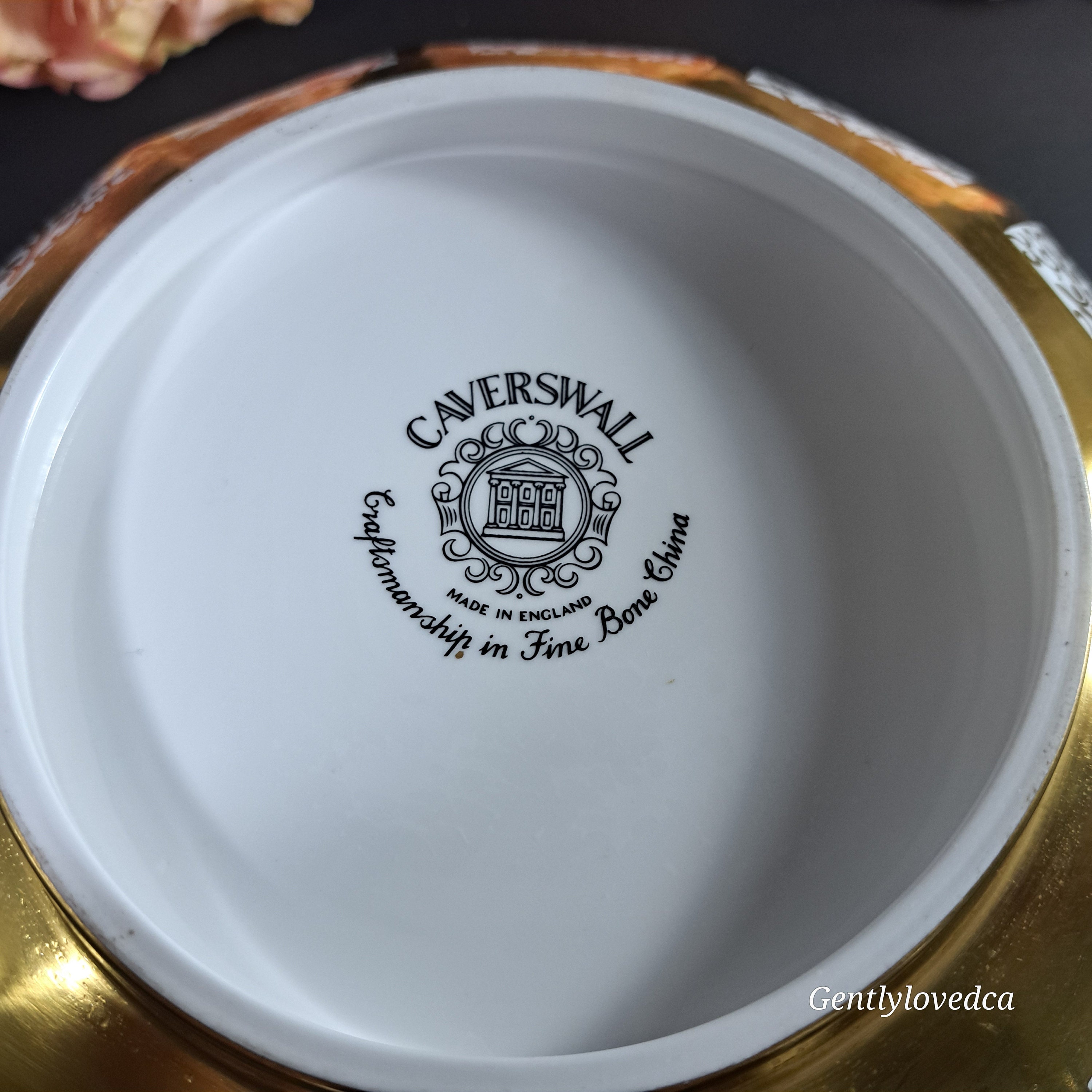 Rare Caverswall Romany Gold China Bowl: Orange Flowers, Made in England ...