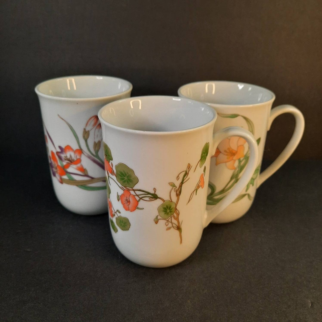 Nature's Gold Mug Set, Made in Japan,coffee Mugs, White Porcelain Mugs ...