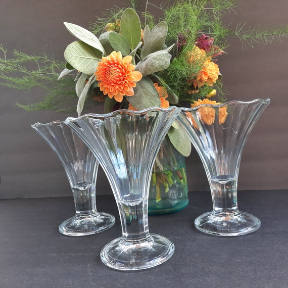 Vintage Covetro Italian Glass Ice Cream Sundae Glasses Heavy Etsy