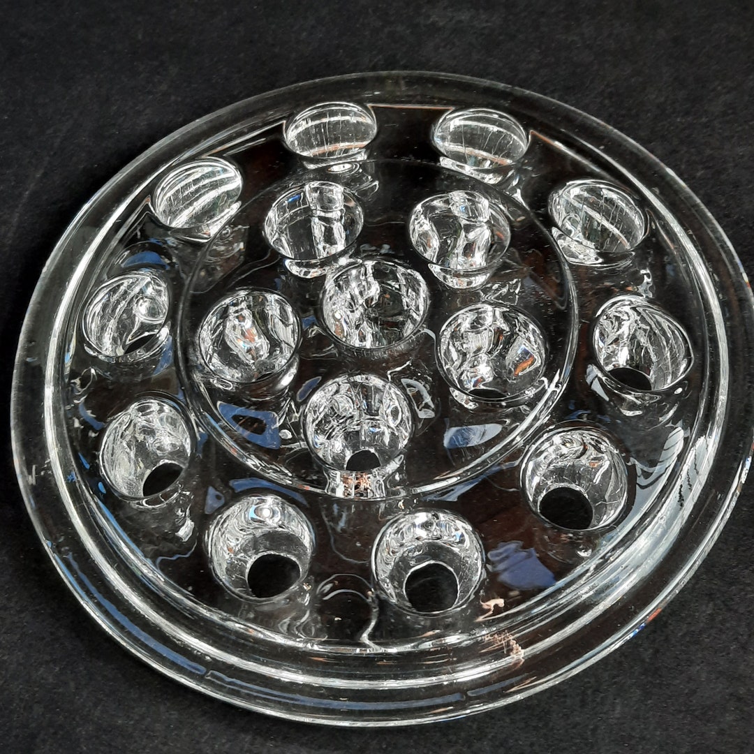 Vintage Clear Glass Flower Frog - 16 Holes - Heavy Glass - Etsy
