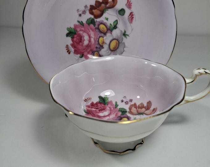 Pale Pink Paragon Teacup and Saucer Tea Cup Floral Flowers Scalloped ...