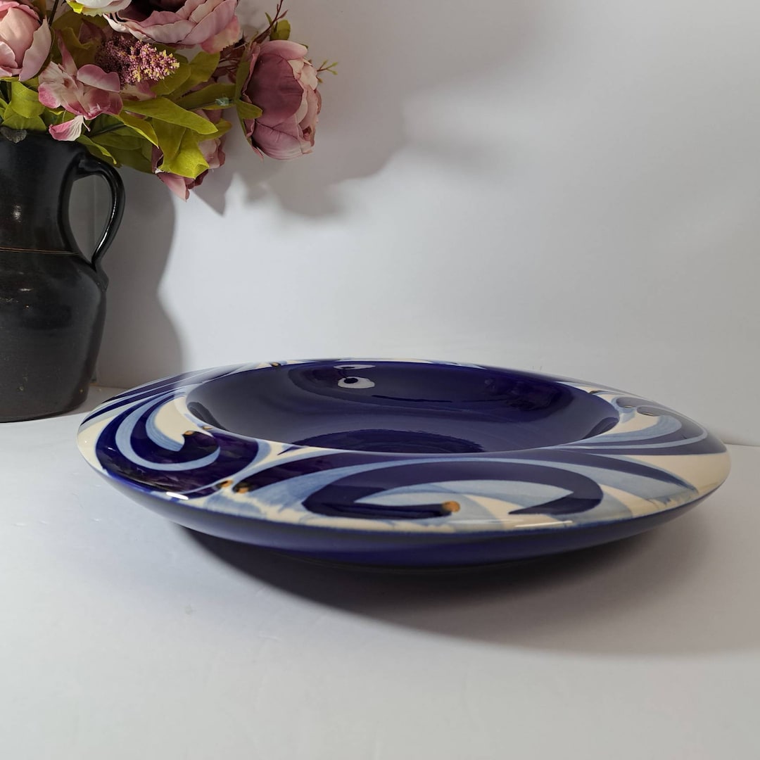 Vintage Heavy Hanne Jensen Blue and White Pottery Bowl, Keramik, Stort ...