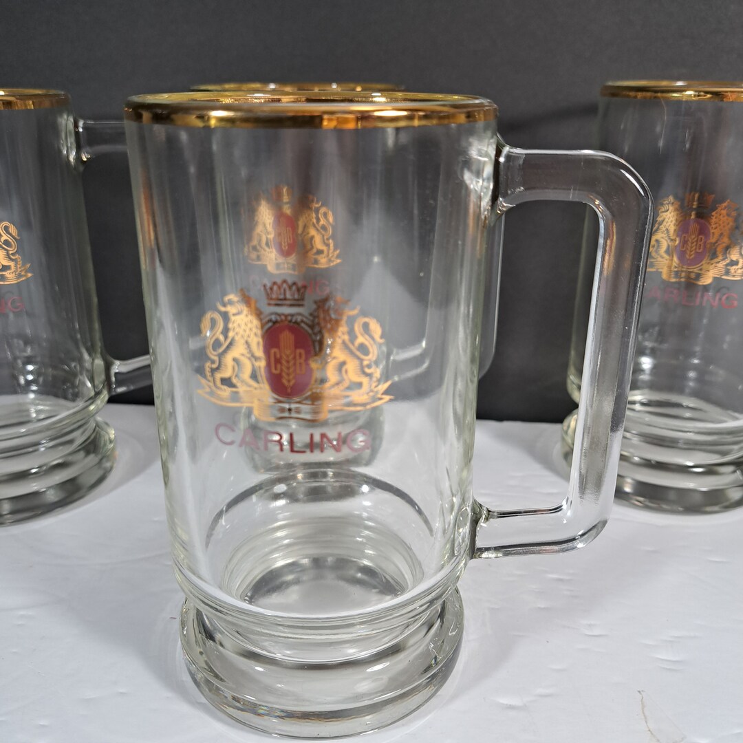 Rare Vintage Cutler Canada Glass Beer Steins, Set of 4, 24 Kt Gold Rim ...