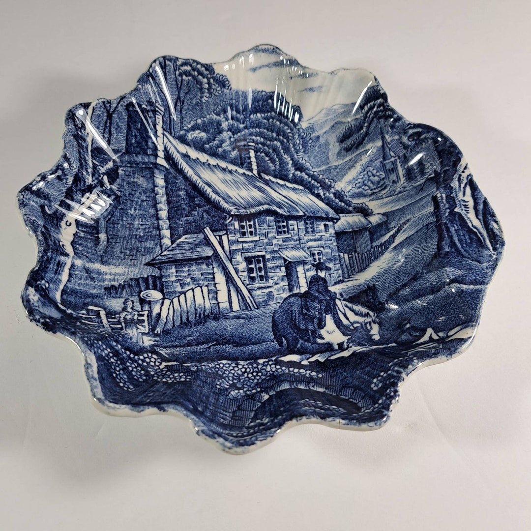 Vintage Old Foley Small Serving Dish, Blue and White Village by James ...