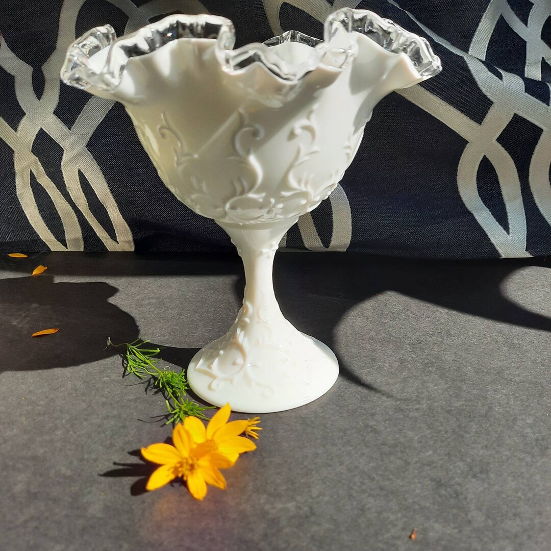 Vintage Fenton Compote Dish Silver Crest Spanish Lace - Etsy
