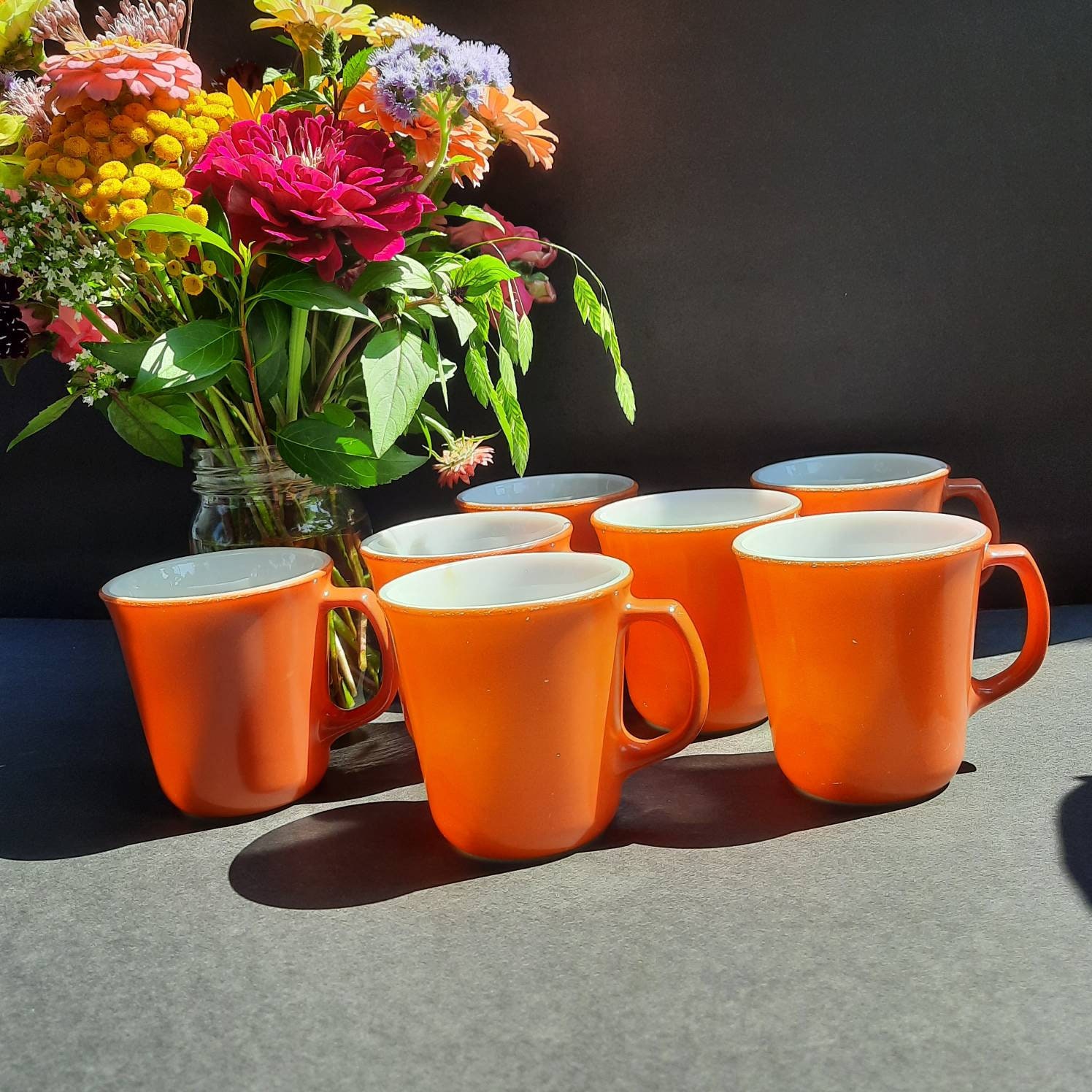 Vintage Corning Ware Pyrex 1410 Mugs Burnt Orange/cinnamon. - Etsy