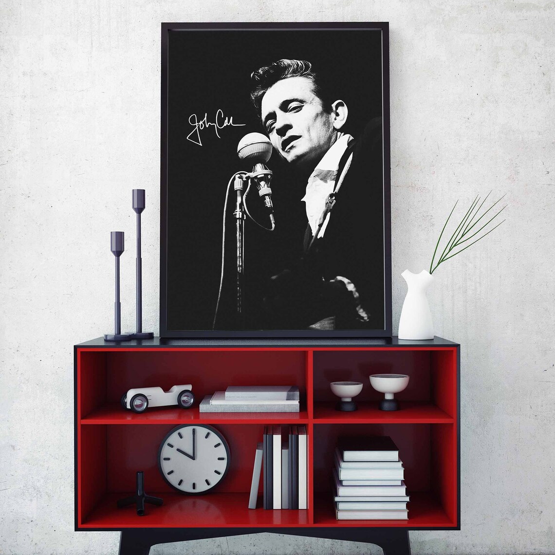 Johnny Cash Poster With Signature Singer Art Print Country Music Wall ...