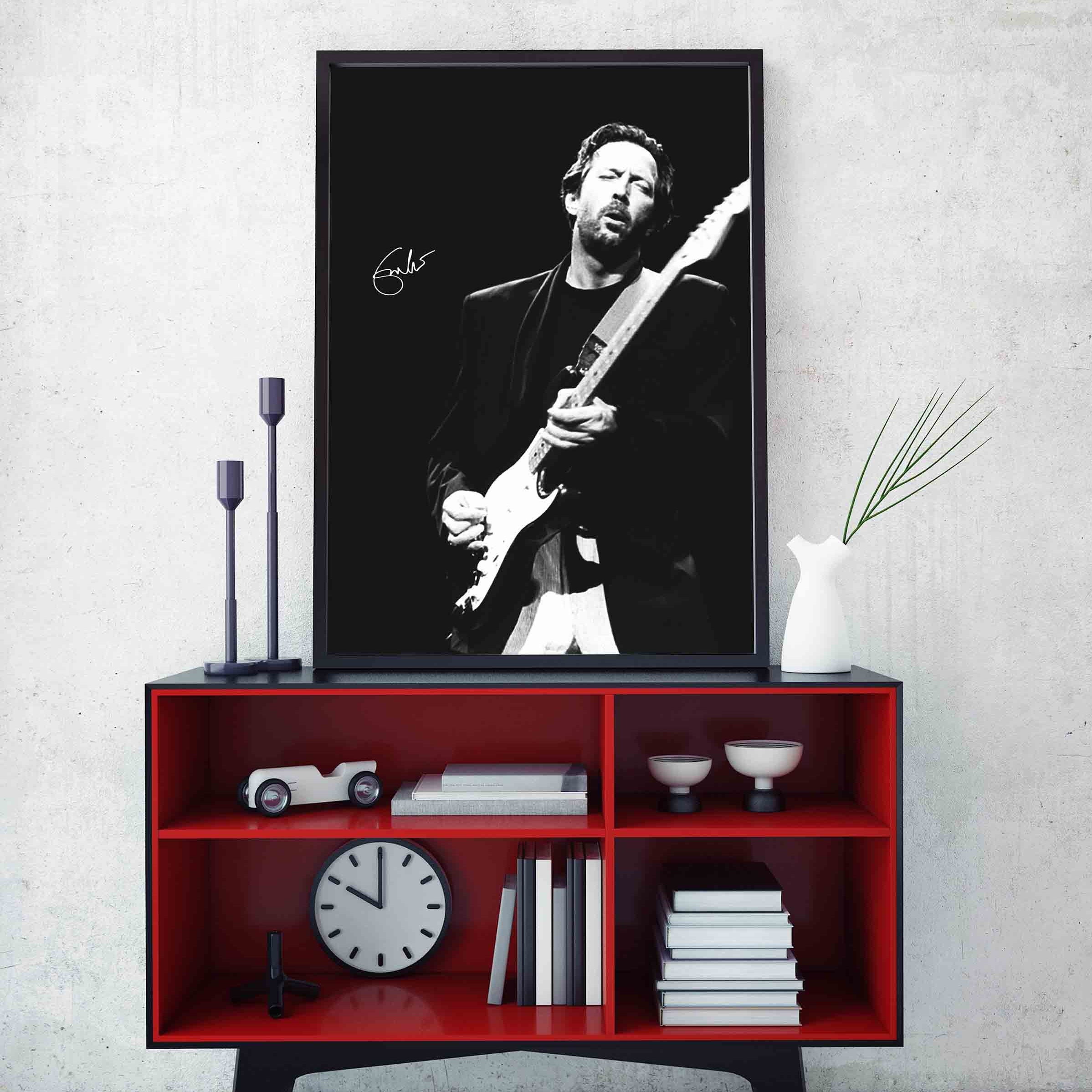 Eric Clapton Poster With Signature Rock Guitarist Wall Design Blues ...