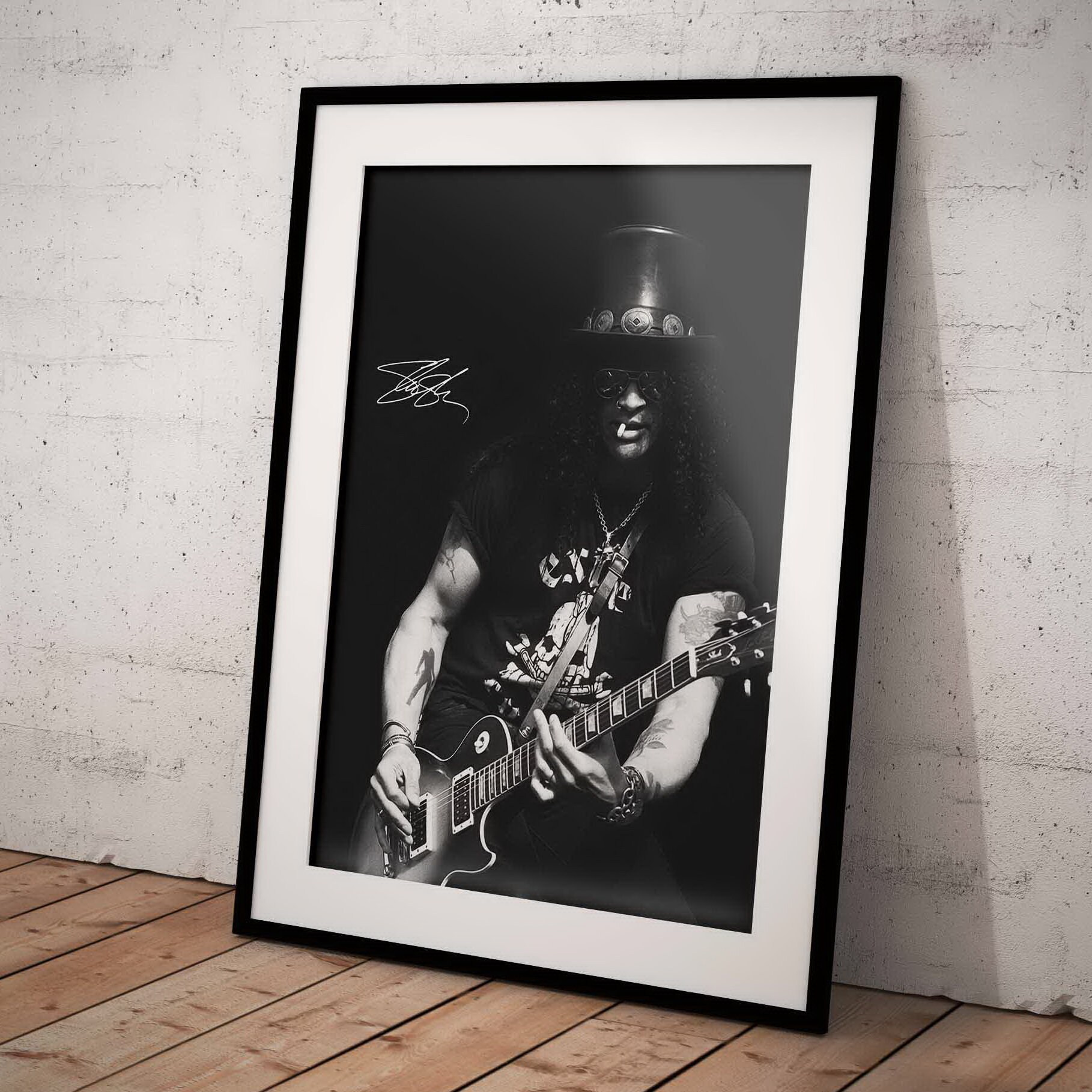 Slash Poster With Signature Guns N' Roses Art Print Rock Music Wall ...