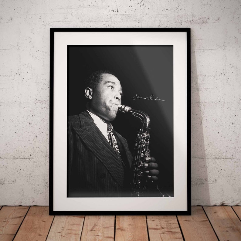 Charlie Parker Art Print With Signature Jazz Music Poster Bebop Wall ...