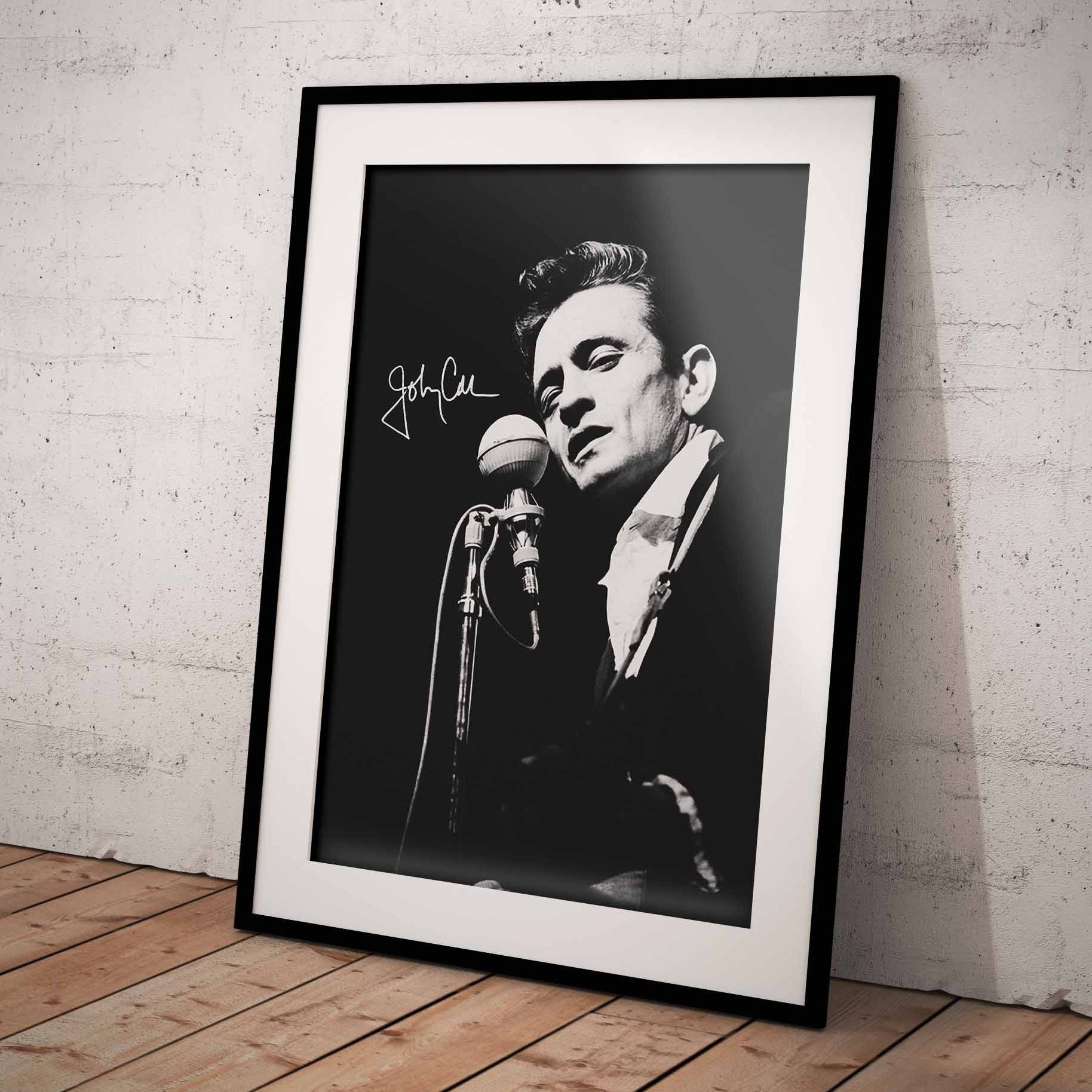 Johnny Cash Poster With Signature Singer Art Print Country Music Wall ...
