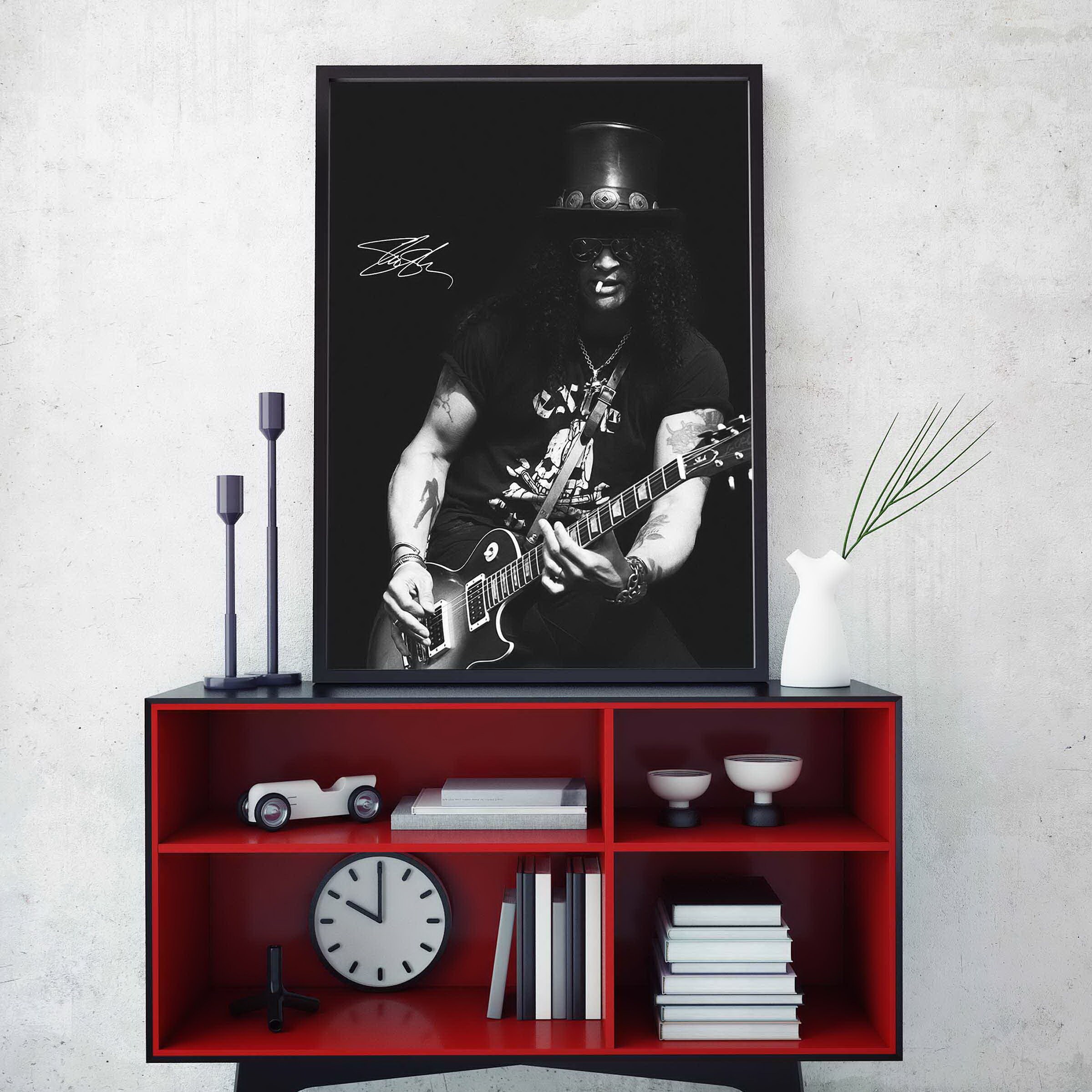 Slash Poster With Signature Guns N' Roses Art Print Rock Music Wall ...