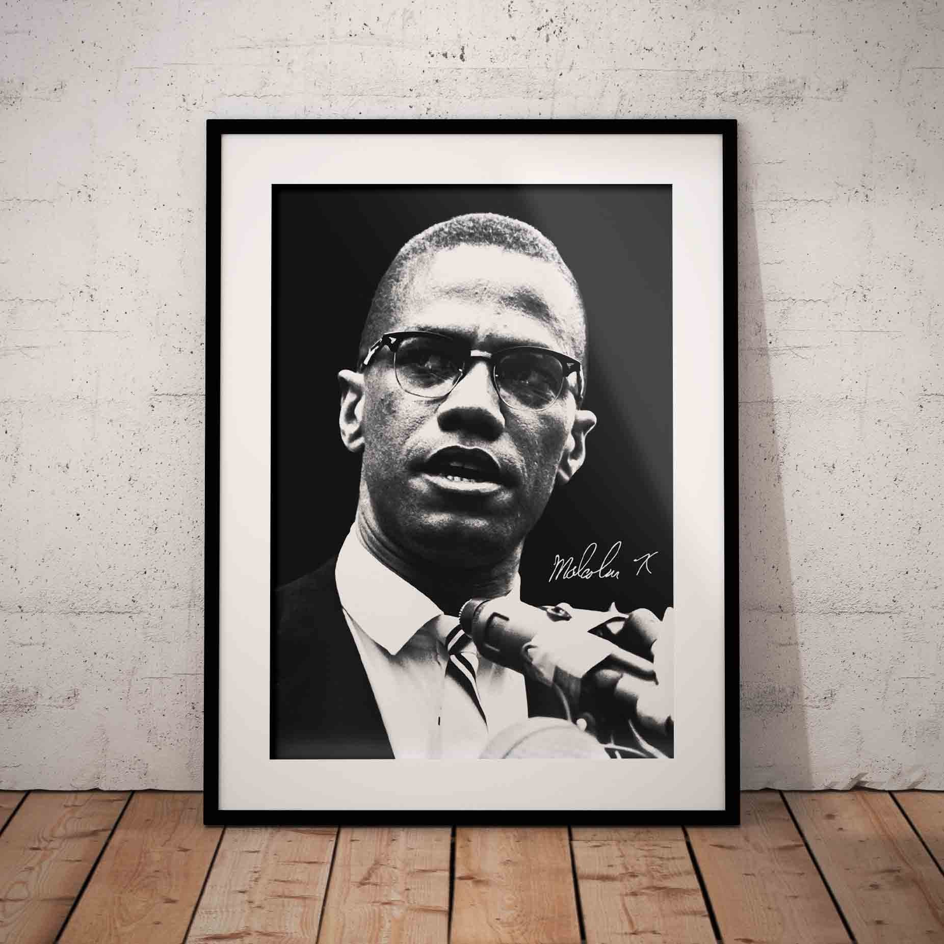 Malcolm X Art Print With Signature Human Rights Activist Poster Civil ...