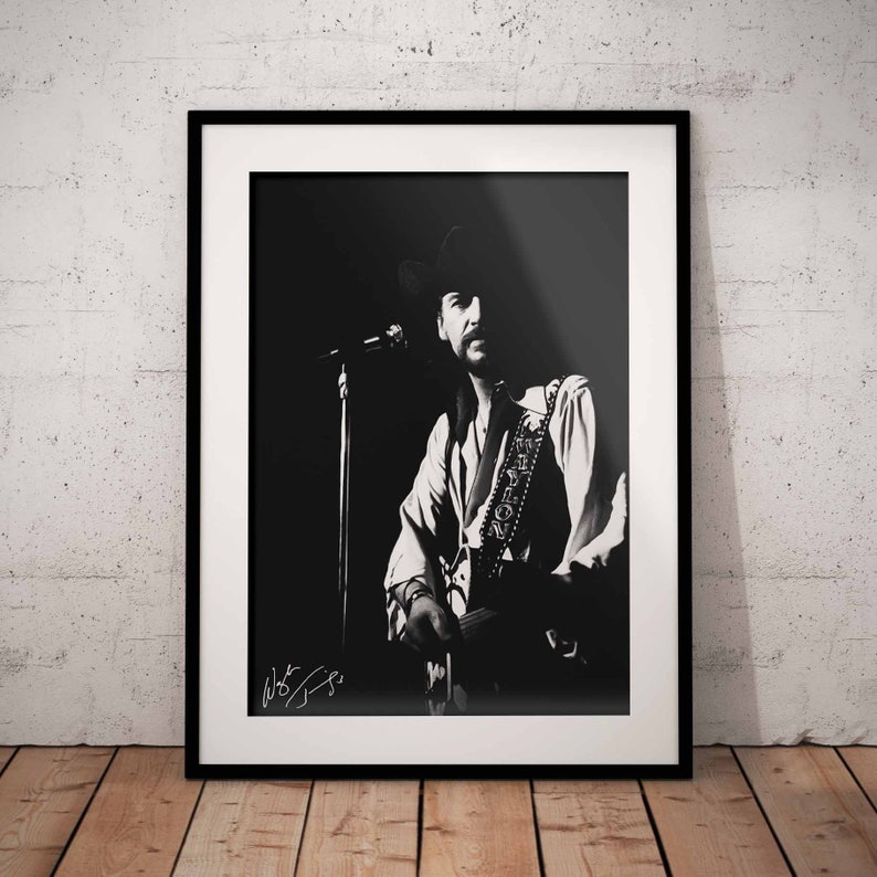Waylon Jennings Poster With Signature Guitarist Art Print Country Music ...