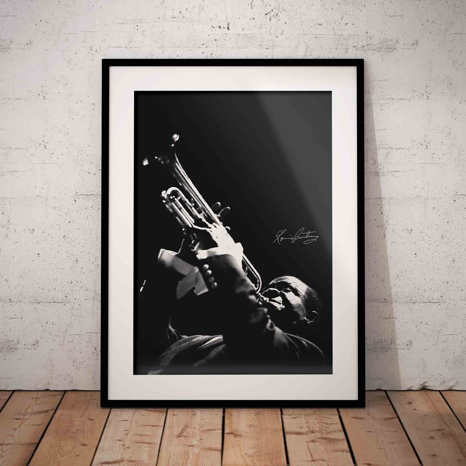 Louis Armstrong Art Print With Signature Jazz Music Poster - Etsy
