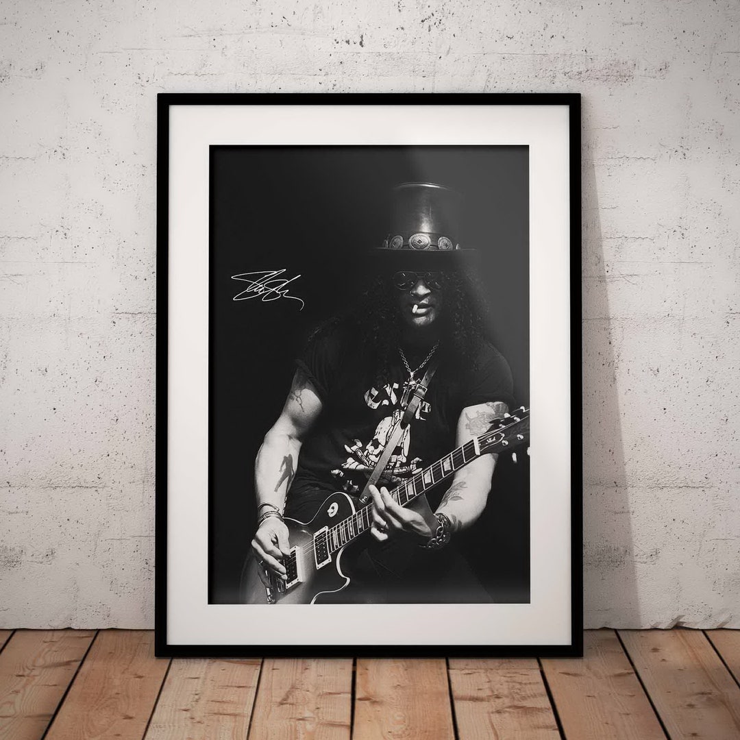 Slash Poster With Signature Guns N' Roses Art Print Rock Music Wall ...