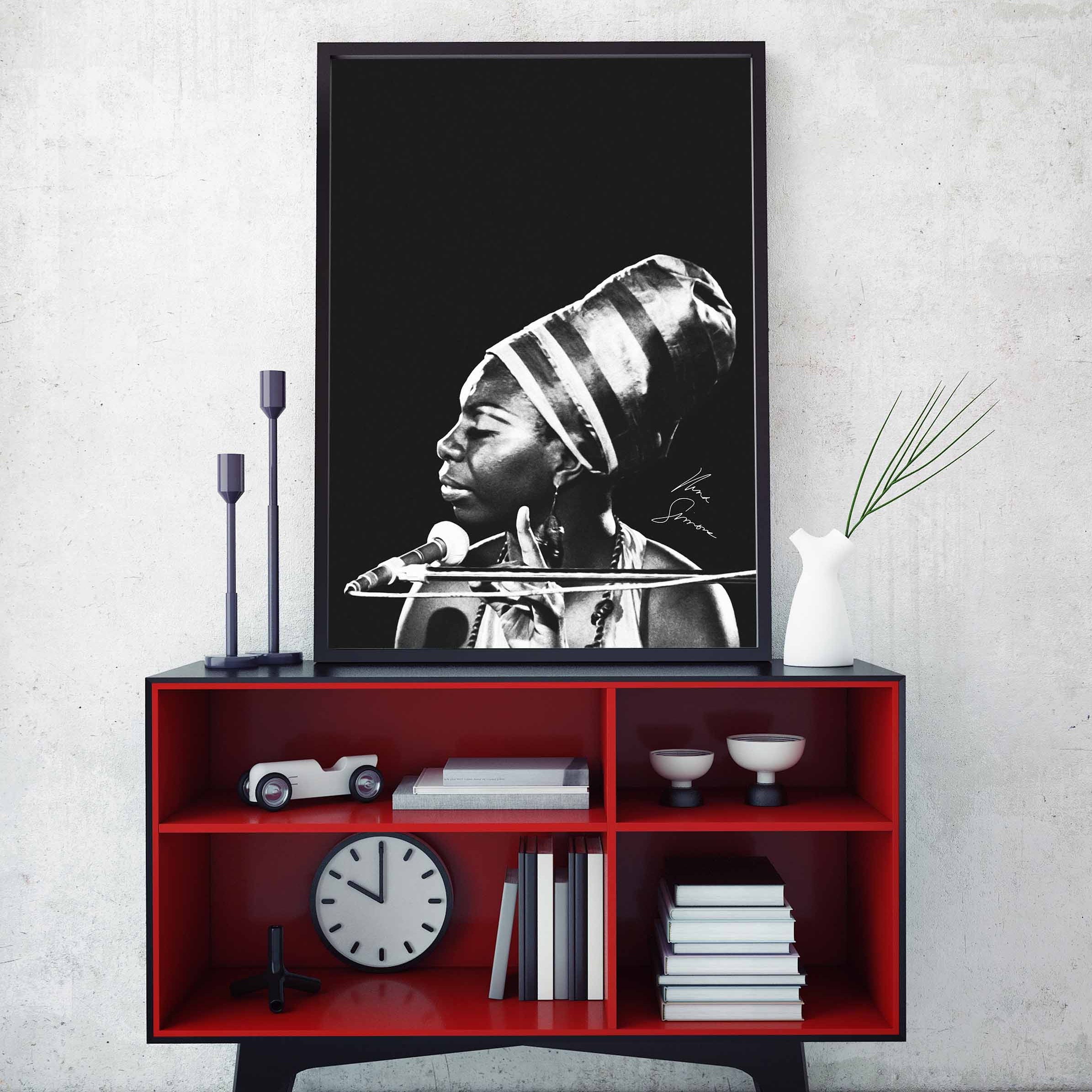 Nina Simone Wall Art With Signature Jazz Music Print Diva Poster Design ...