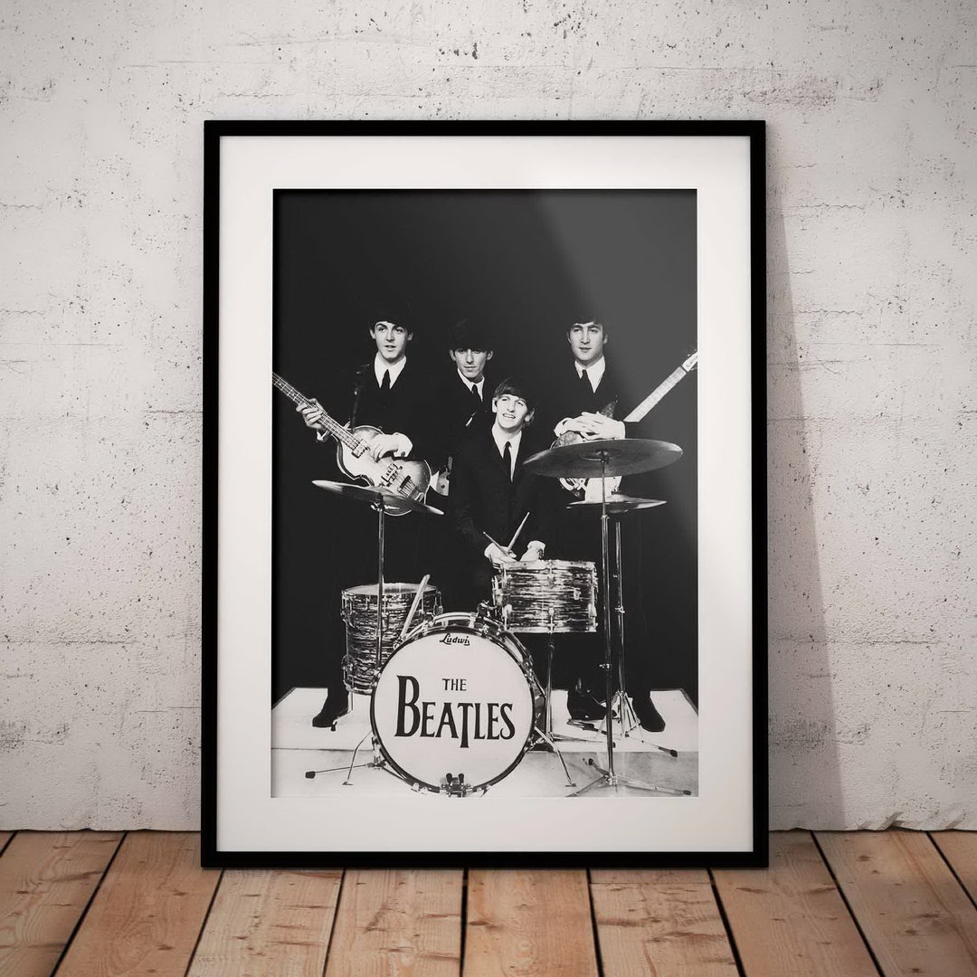 The Beatles Art Print - British Pop Rock Music Artwork - Liverpool Poster Wall Design - Black ...