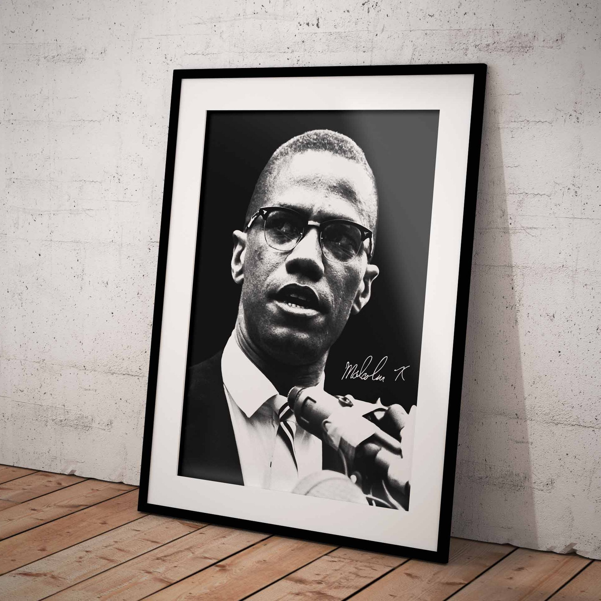 Malcolm X Art Print With Signature Human Rights Activist Poster Civil ...
