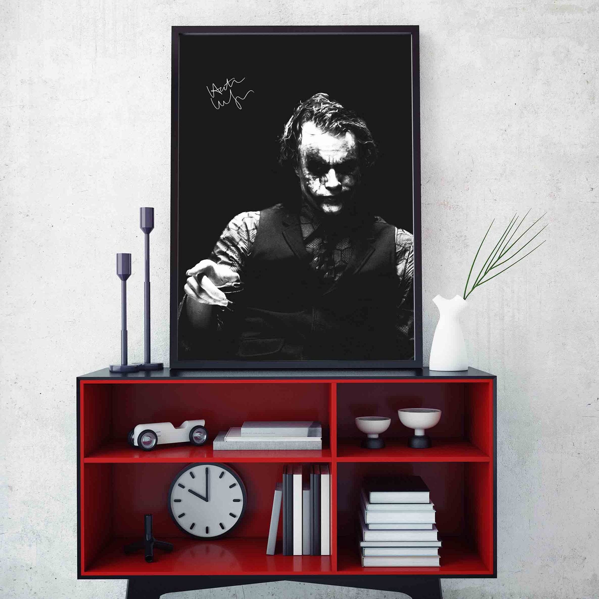 Heath Ledger Poster With Signature the Joker Art Print DC Movies Wall ...