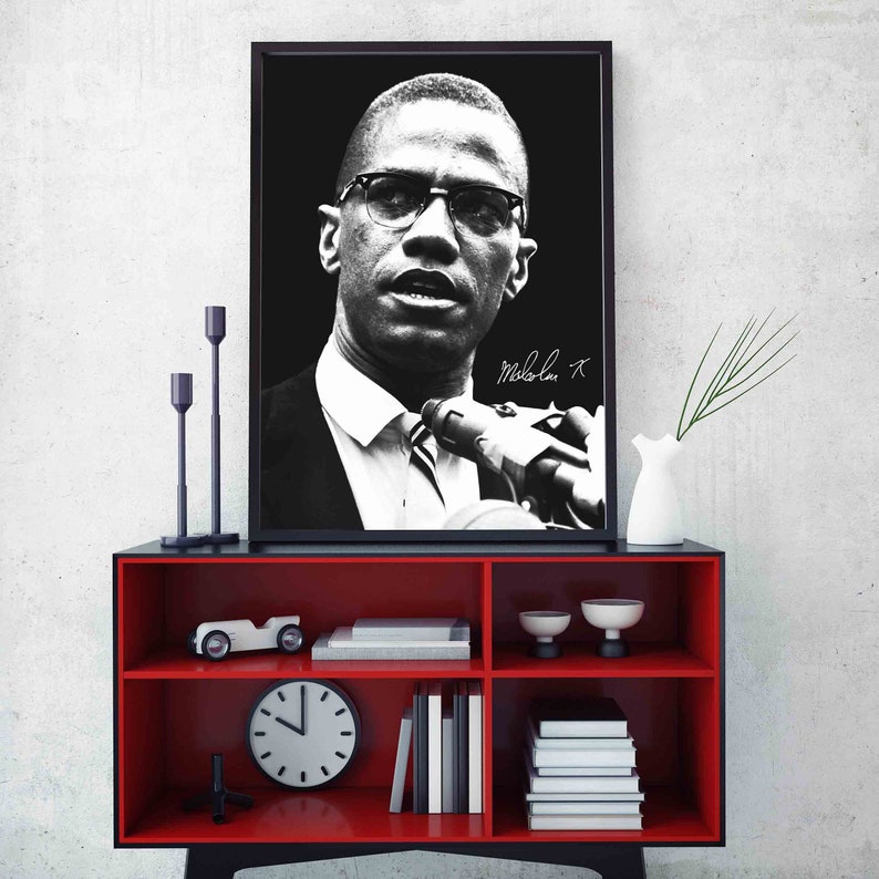 Malcolm X Art Print With Signature Human Rights Activist Poster Civil ...