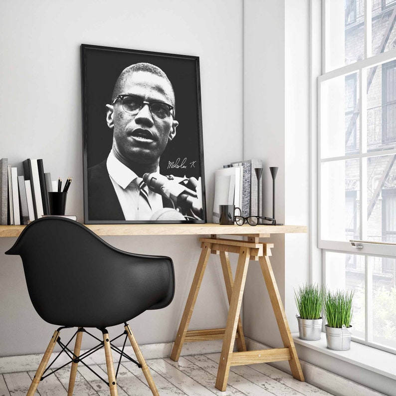 Malcolm X Art Print With Signature Human Rights Activist Poster Civil ...