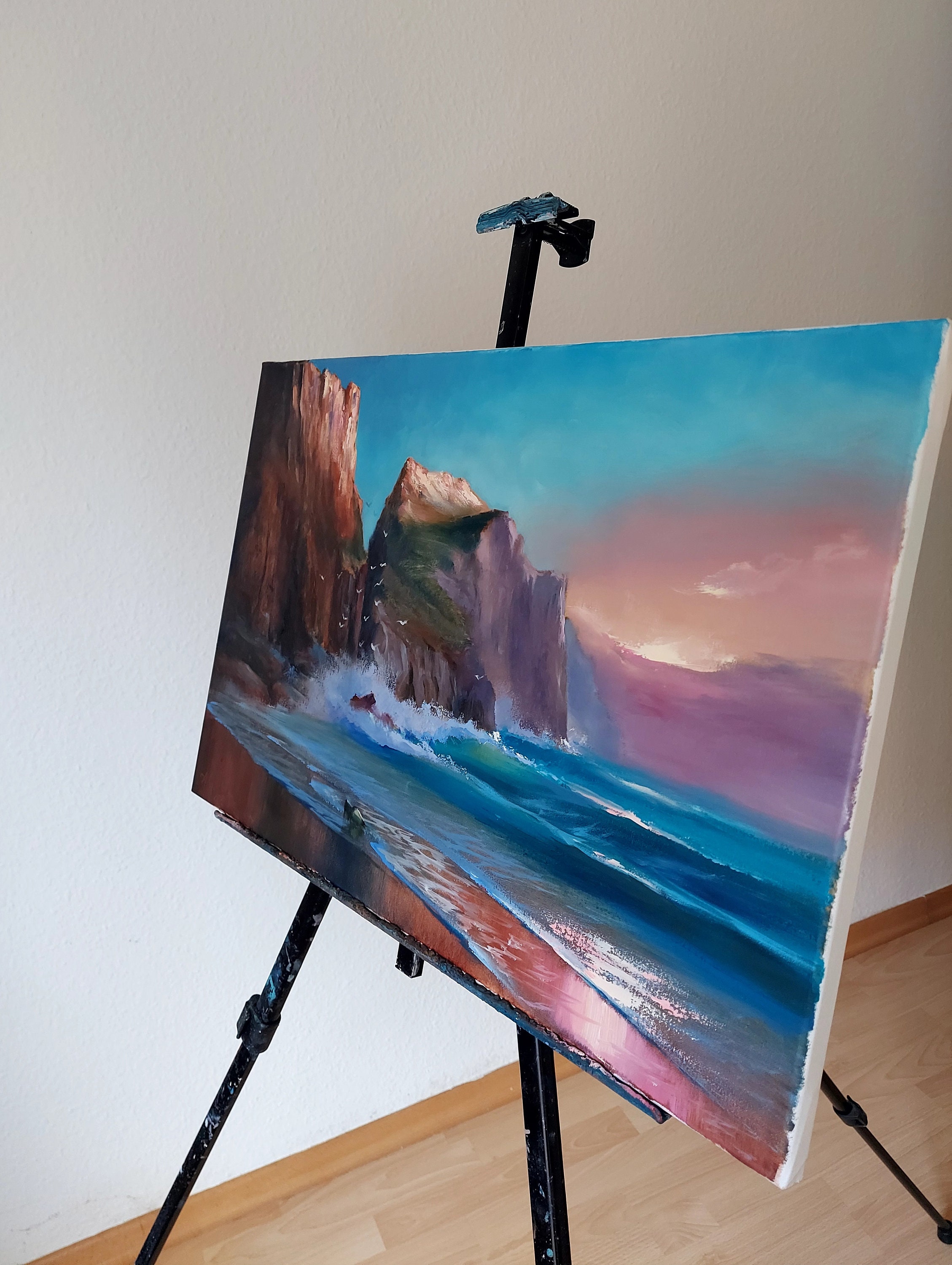 Original Oil Painting on Canvas "sunset" 40 X 60 Cm Handmade Unique ...