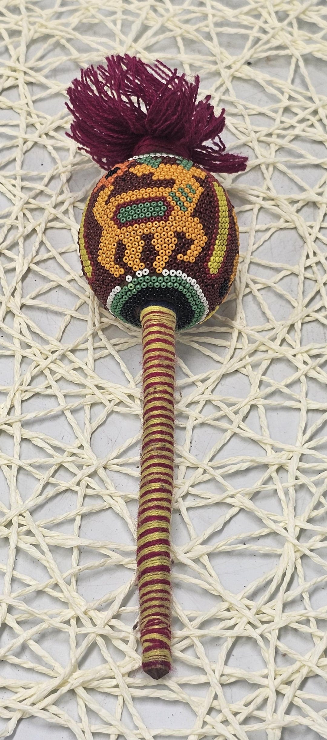 Authentic Ceremonial Huichol Peyote Beaded Gourd Rattle ~ Wixarika - Etsy