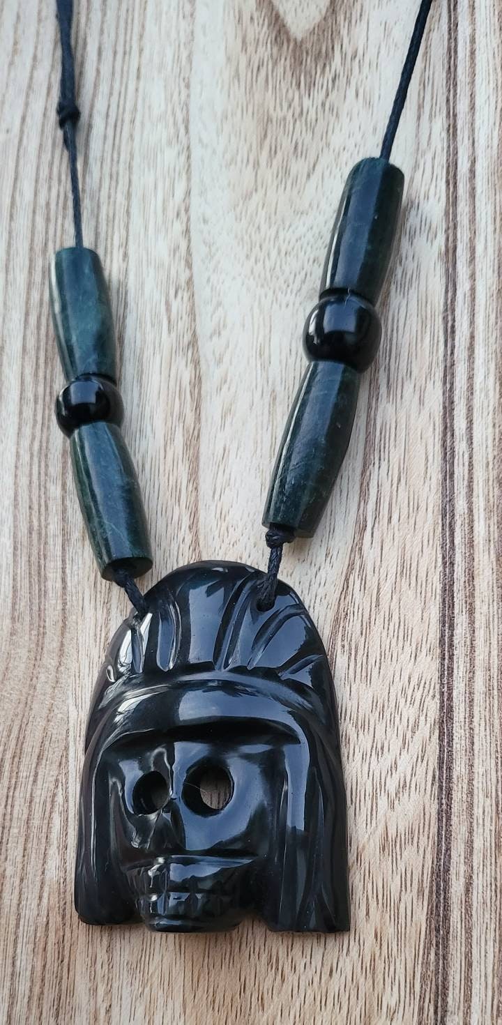 Mictlantecuhtli Obsidian and Jade Stone - Etsy