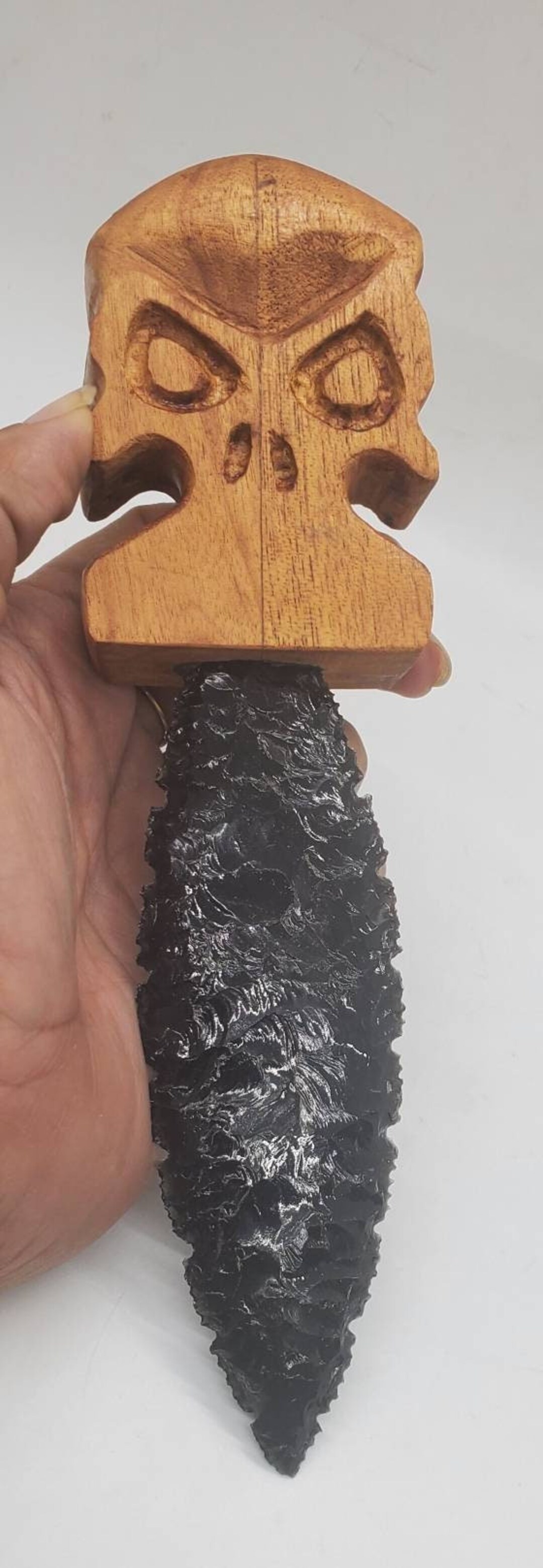 Mexica~aztec~ Miquiztli~death~wood and Obsidian Stone Dagger-hand ...