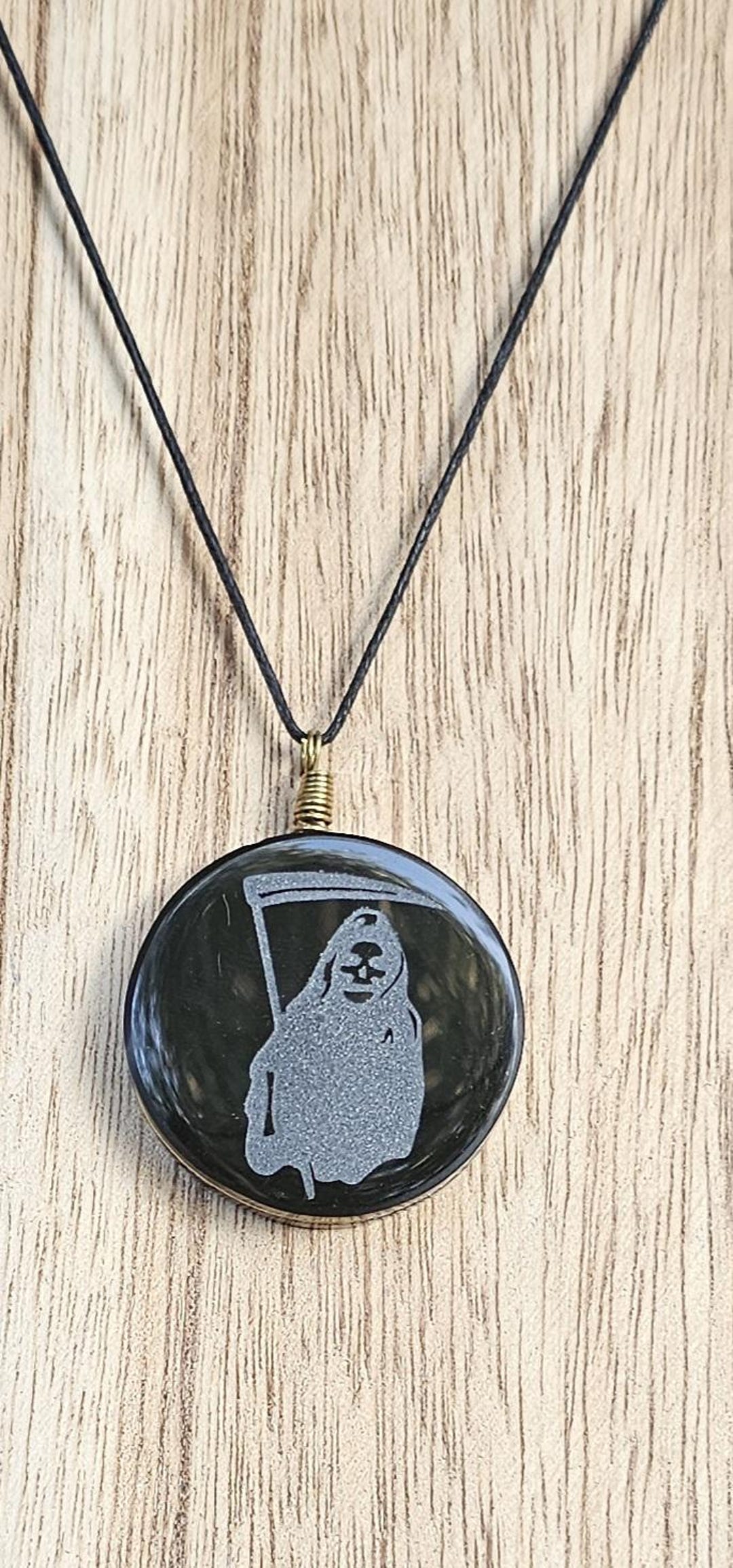 Santa Muerte~ Holy Death - Obsidian Stone Pendant - Etsy