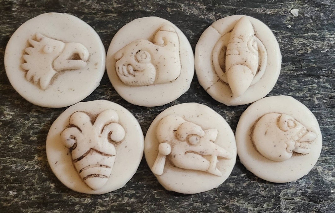 Aztec Mexica Symbol Coin Copal Blanco Soap Set~white Copal Coin Soap ...