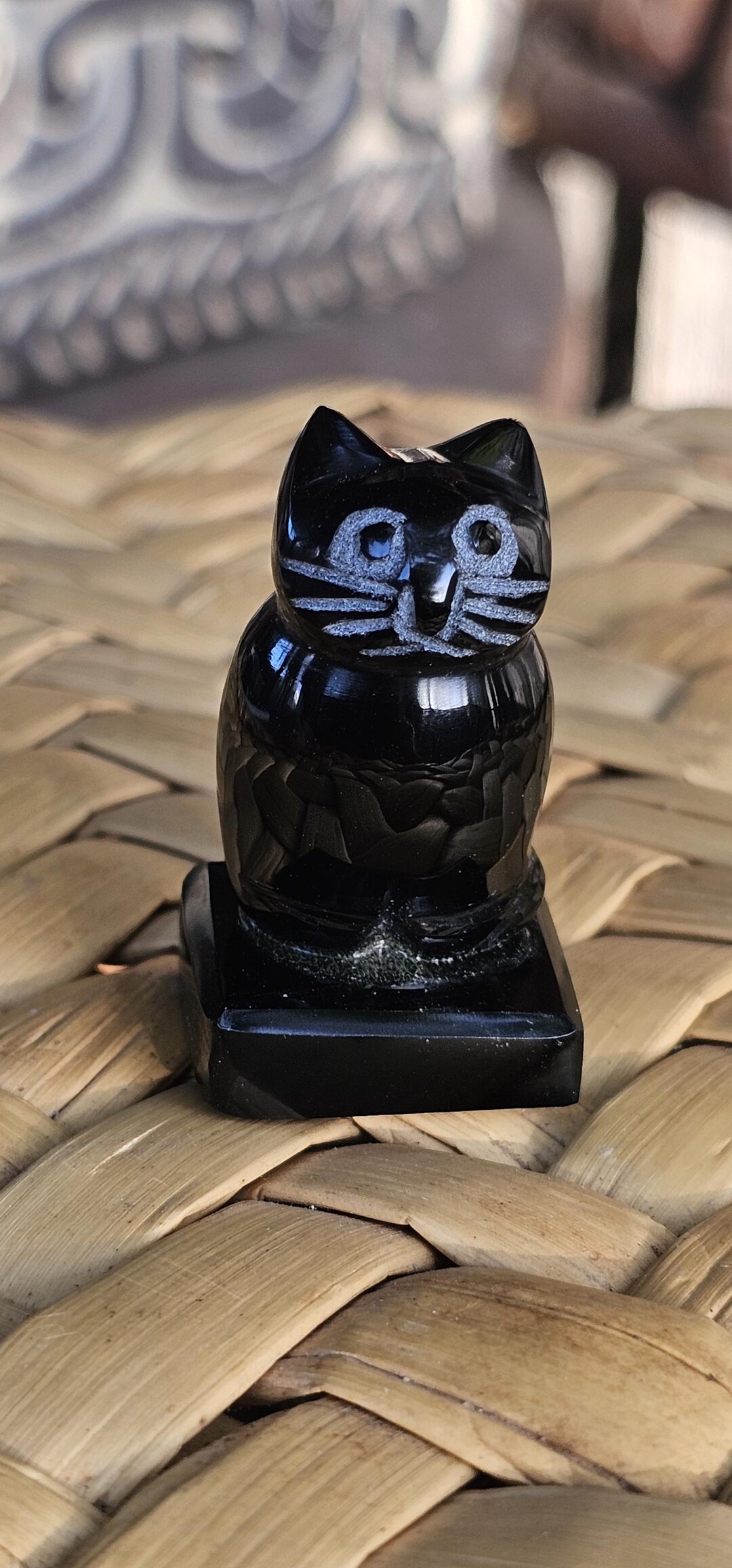 Mini Cat~obsidian Stone Sculpture - Etsy