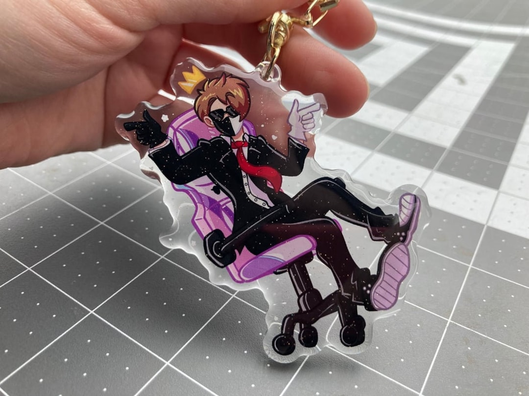 Ranboo Inspired Glitter Acrylic Keychain - Etsy