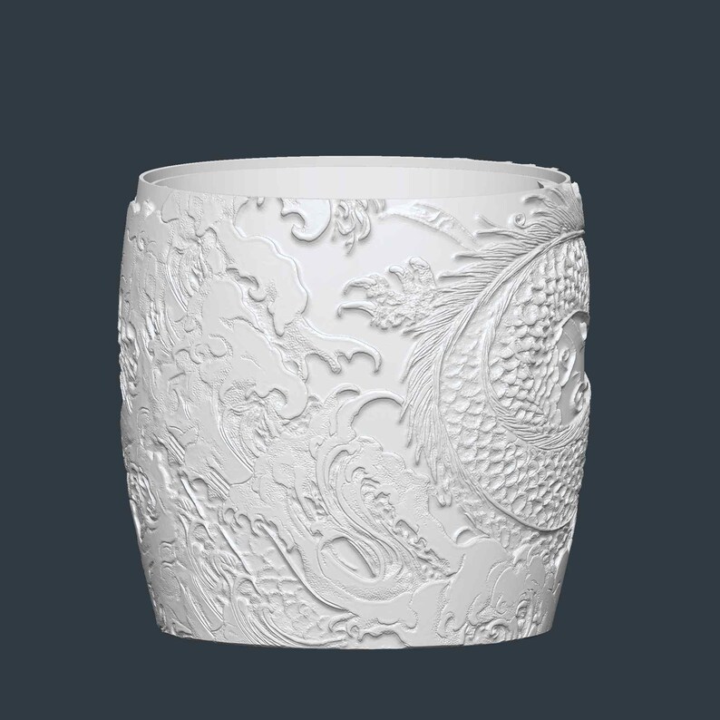3D Print Japanese Dragon Plant Pot STL File: Zen Decor Planter Digital ...
