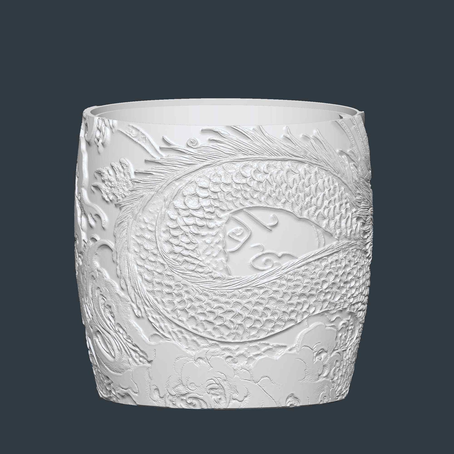3D Print Japanese Dragon Plant Pot STL File: Zen Decor Planter Digital ...