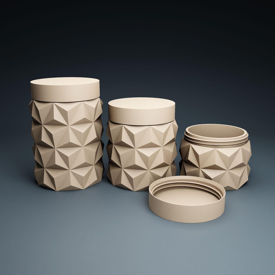 Set of 3 Storage Boxes With Screw Caps - 3D Printing STL File - Instant ...