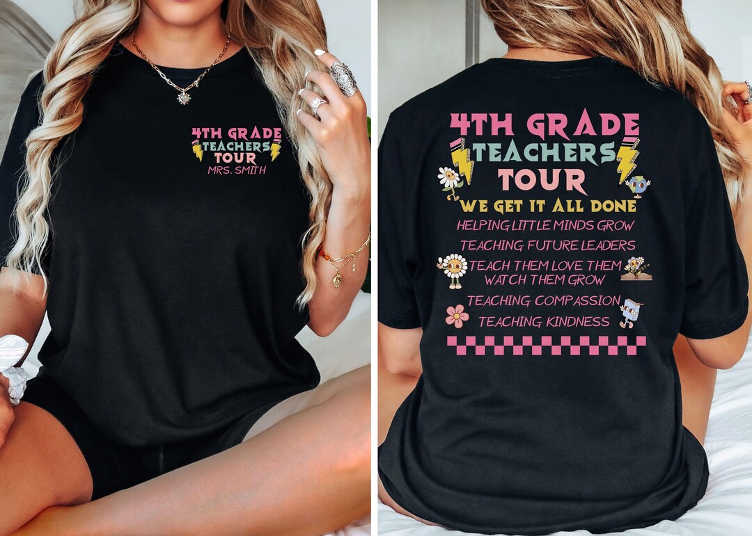 Custom Fourth Grade Teacher Tour Shirt, Retro 4th Grade Teacher Tee ...
