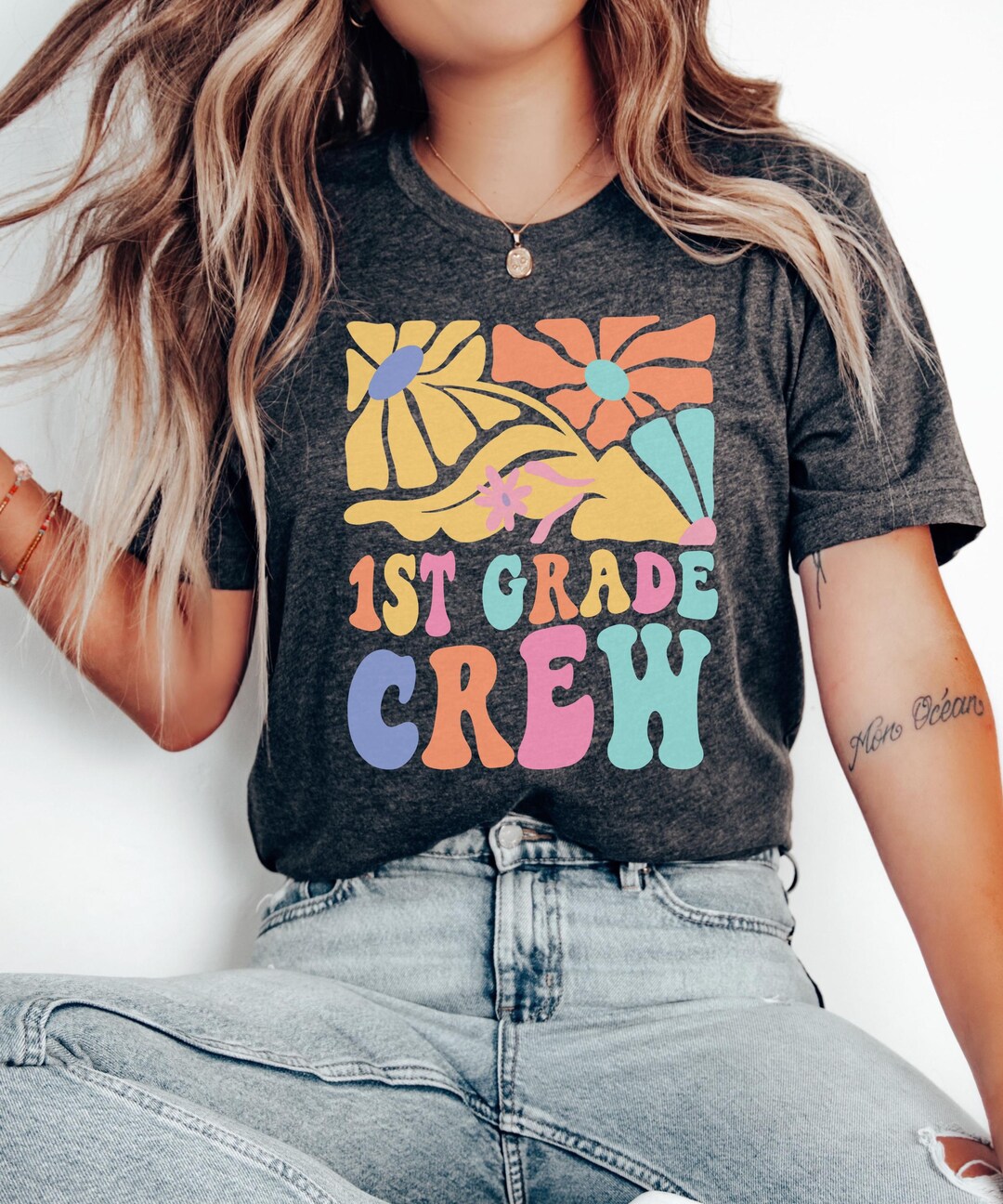 Retro First Grade Crew Teacher Shirt, 1st Grade Teacher Shirt, First ...