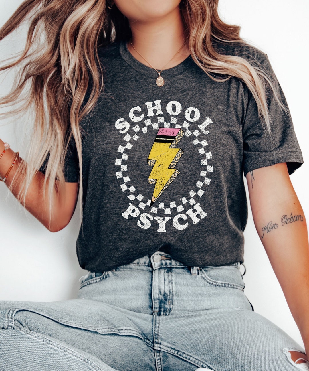 Checkered School Psychologist Shirt, Custom School Psychologist Tee ...