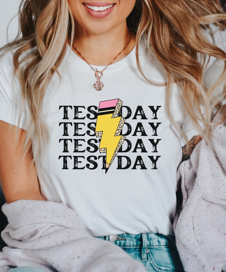 Test Day With Lightning Pencil Shirt Teacher Testing Funny Teacher