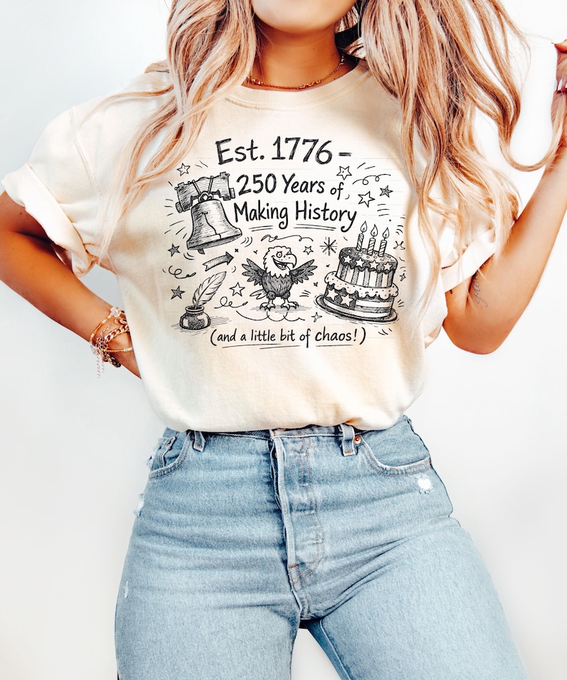 Hand Drawn 1776 Doodle Shirt, America 250th Anniversary, Aesthetic ...